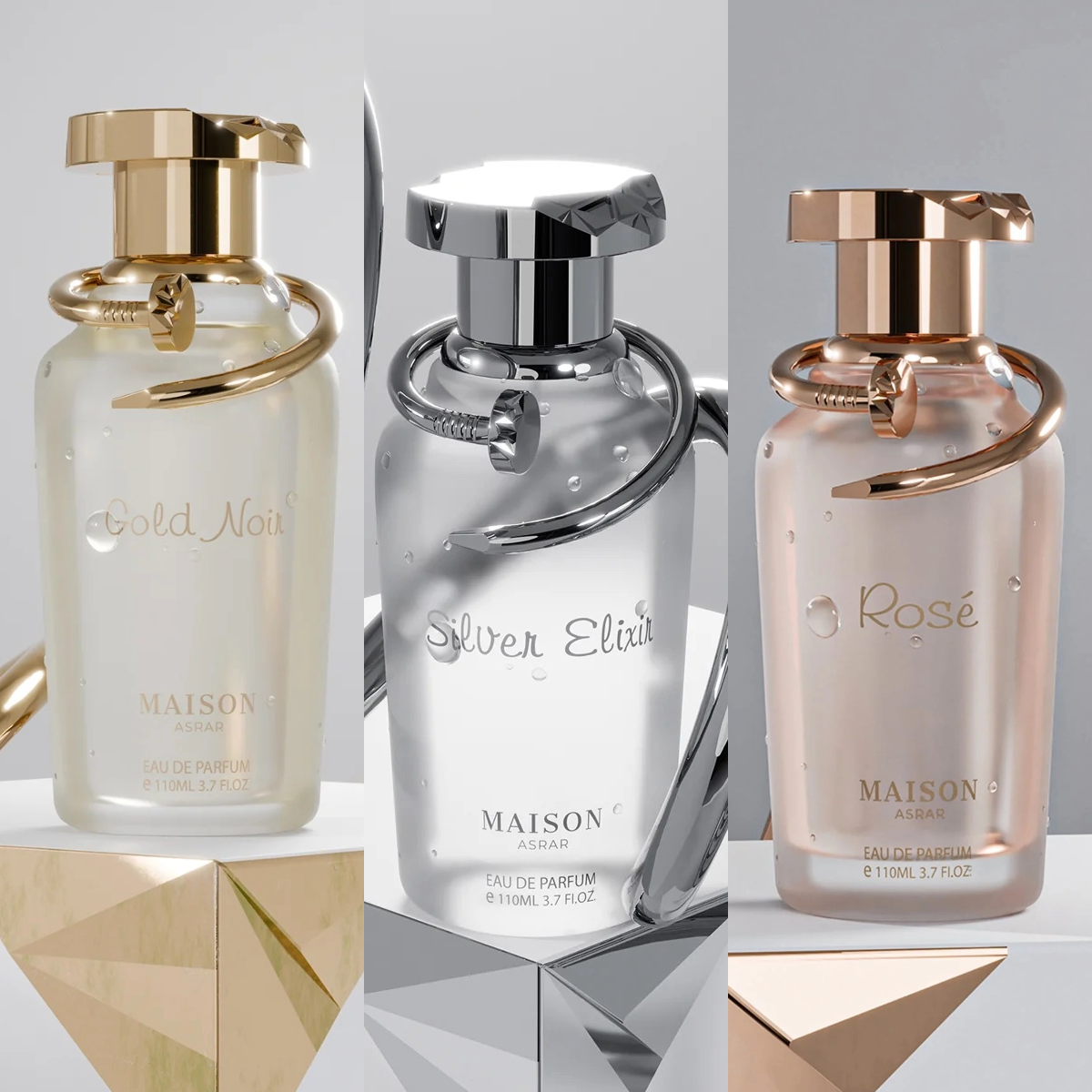 Combo #16 Silver Elixir + Rosé + Gold Noir – Miss Perfumes